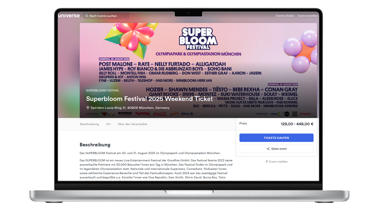 Universe Ticketing: Erstelle Deine Eigenes Event - Ticketmaster CH
